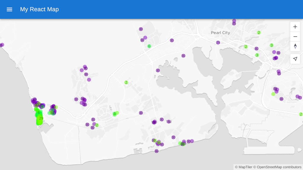Map in React JS point data from geojson data | React | JavaScript maps SDK | MapTiler SDK JS ...