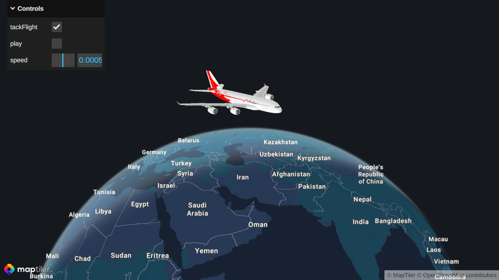 Animate A 3d Plane Flight In A Globe Using Maptiler 3d Js Weather Sdk Javascript Maps Sdk