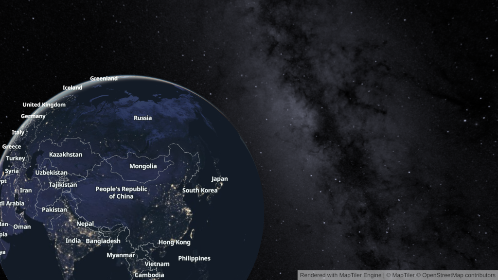 Custom night satellite image in a goble with space background ...